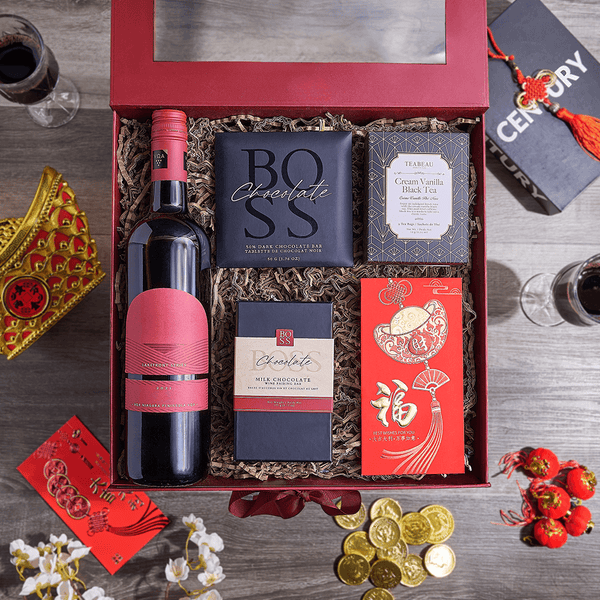 Chinese New Year Wine & Tea Box – Chinese New Year gift baskets ...
